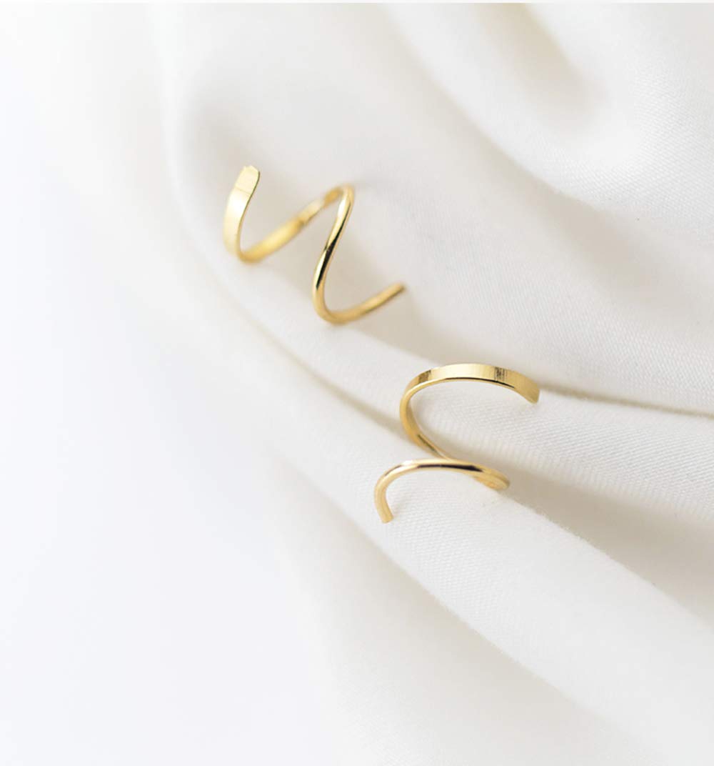 Reffeer 925 Sterling Silver Minimalist Crawler Earrings Wrap Cuff Earrings For Women Teen (Yellow)