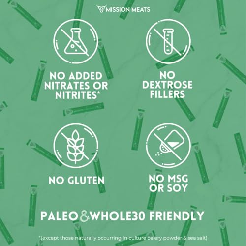 Mission Meats Grass Fed Beef Sticks β Sugar Free Beef Sticks, Gluten Free, Paleo, Keto Meat Sticks, Individually Wrapped, 1oz (Original, Pack of 24)