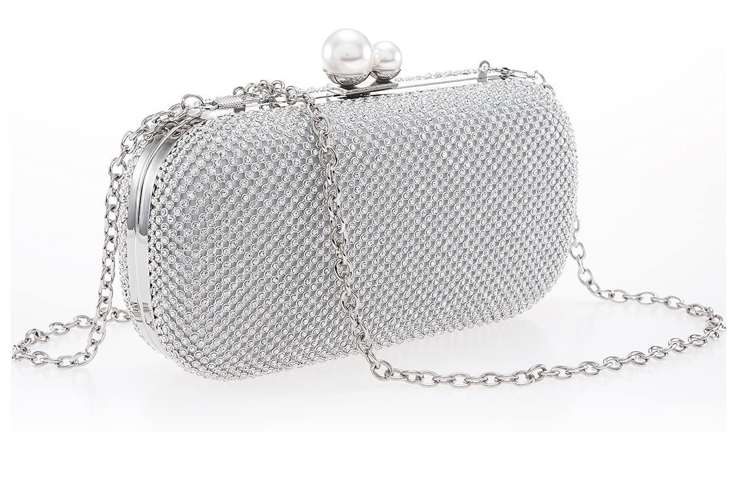Sumnn Crystal Evening Clutch Woman Evening Bag For Party and wedding (Silver)