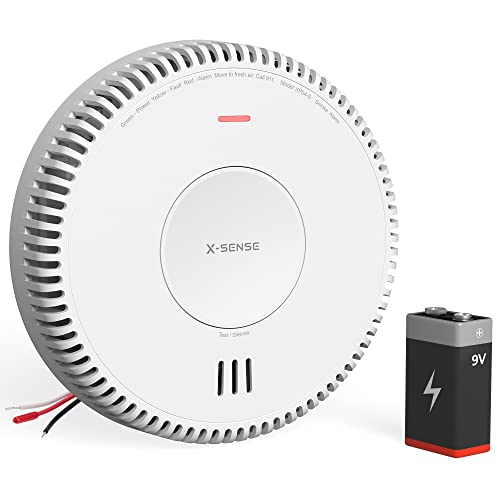 X-Sense Hardwired Smoke Detector, Hardwired Interconnected Smoke Alarm with Battery Backup, Interconnects Up to 18 AC-Powered Alarms, XP04-S, 1-Pack