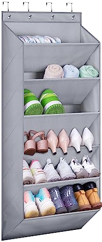 MISSLO Heavy Duty Over The Door Shoe Organizer with Deep Pockets for 12 Pairs of Size 14 Shoes with Design Patent, Hanging Shoe Rack for Closets and Narrow Door Storage Oxford Shoe Holder Hanger