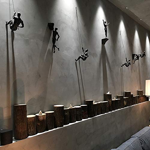 Olpchee 6Pcs Industrial Style Retro Resin Climbing Man Wall Sculpture Creative Hanging Figurine Home Office Decor Statue (Copper Black-6)