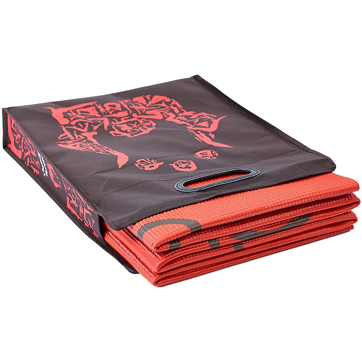Natural Fitness ROAM 72" Folding Yoga Mat with Non-Slip Traction and Carry Bag to Protect and Keep Compact, 13 x 12.5 x 2.5, Red Rock