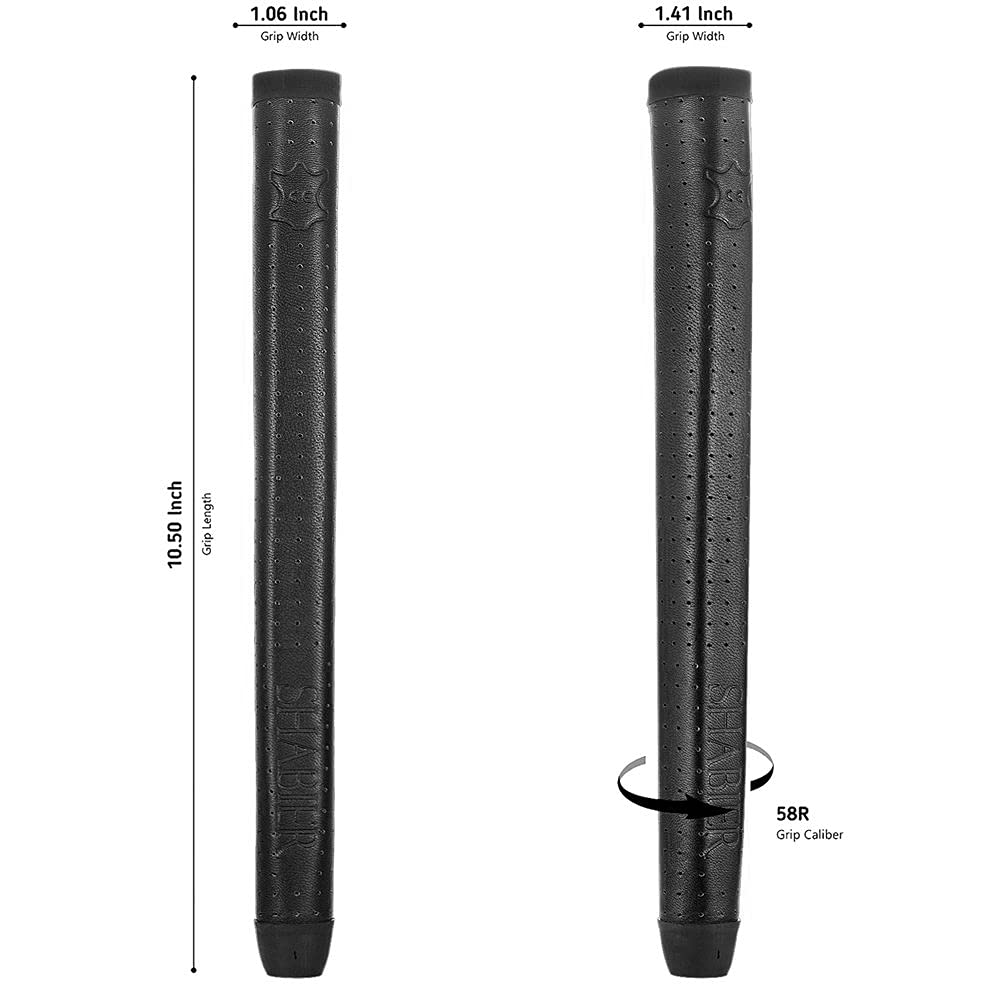 SHABIER Light Weight Breathable Leather Golf Putter Grip Pure Handmade Soft Leather Golf Grips (Black)