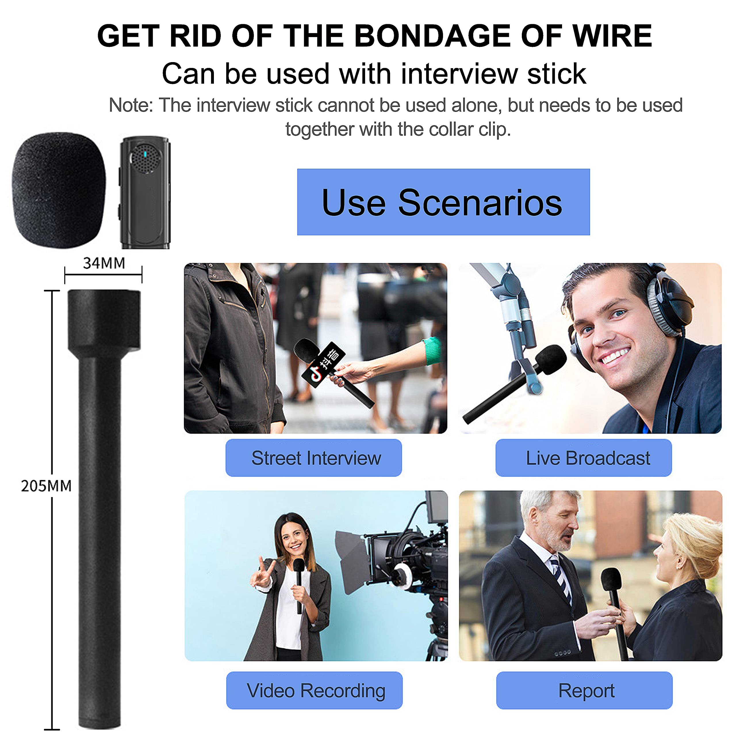 Wireless Lavalier Microphone for iPhone, Intelligent Noise Reduction,2-in-1 Plug-Play Mic with Charging Case and Hand-held Microphone, for Video Recording Interview Youtubers Vloggers
