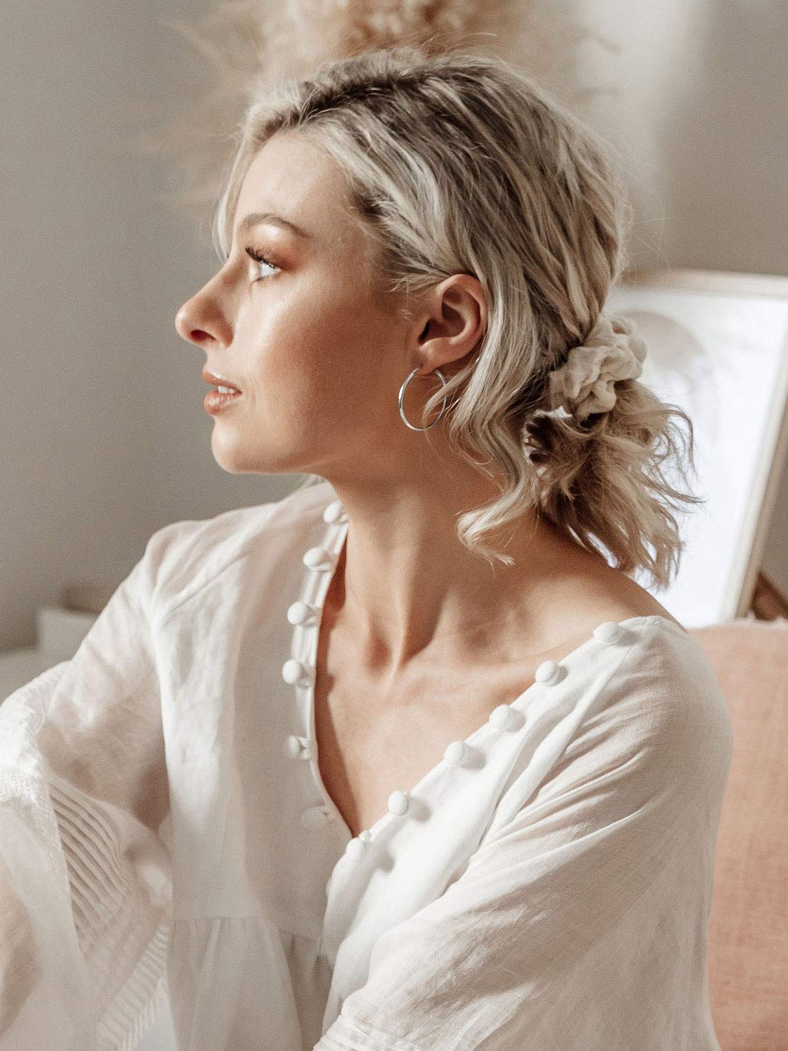 Silver Hoop Earrings for Women Sterling Silver Earrings 30MM Huggie Hoop Earrings Hypoallergenic Earring