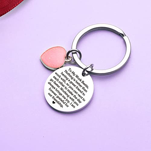 ZNOSVEI Work Bestie Keychain Coworker Gift Retirement Key Ring Colleague Jewelry Subordinate Gift, Work Bestie Keychain, Standard