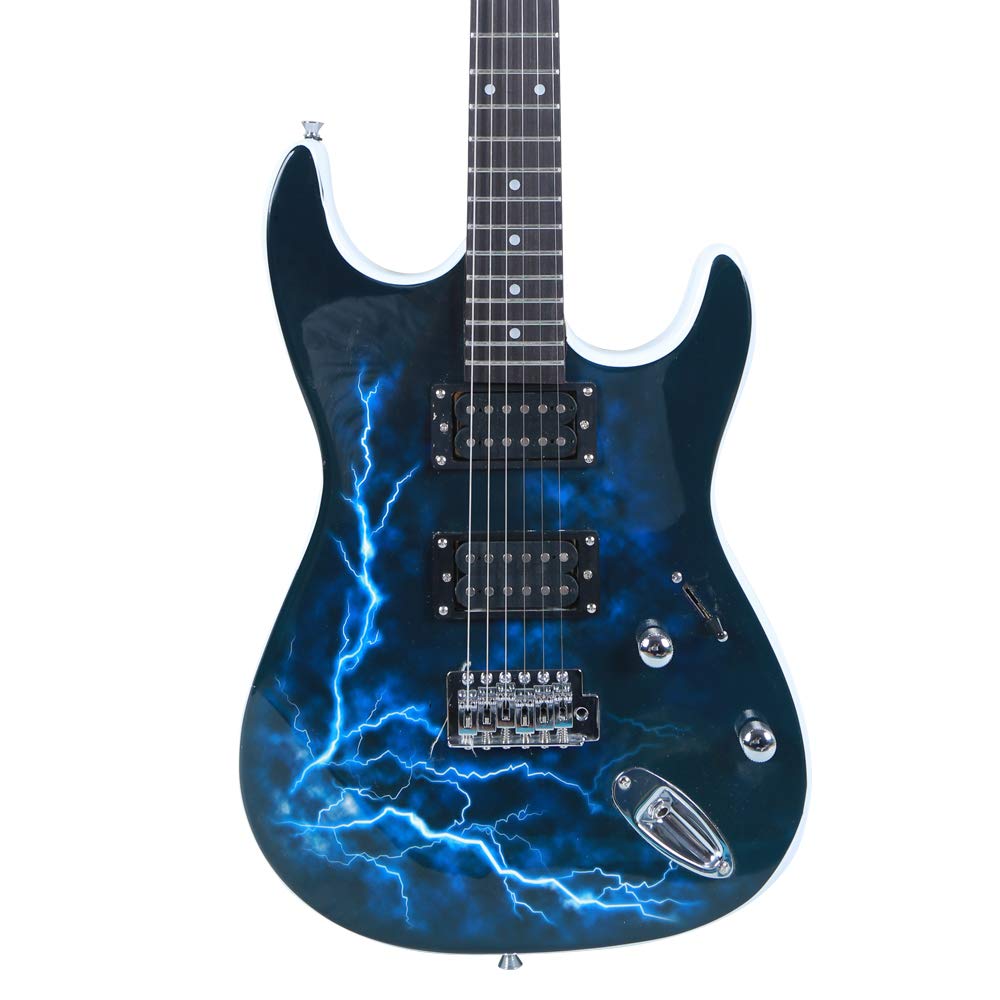 YUFUDE Electric Guitar Full Size 6 String with Strap, Guitar Bag, Power Cord,Plectrums (White)