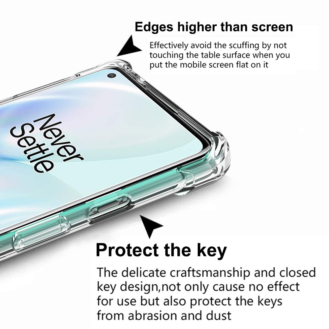 Osophter for Oneplus 8 Case [Not Compatible with Oneplus 8t],Clear Transparent Reinforced Corners TPU Shock-Absorption Flexible Cell Phone Cover for One Plus 8(Clear)