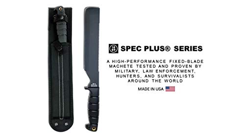 Ontario Knife Company 8683 SP8 Machete Survival 10"" Sawback Blade, Cordura and Leather Sheath, black, one size
