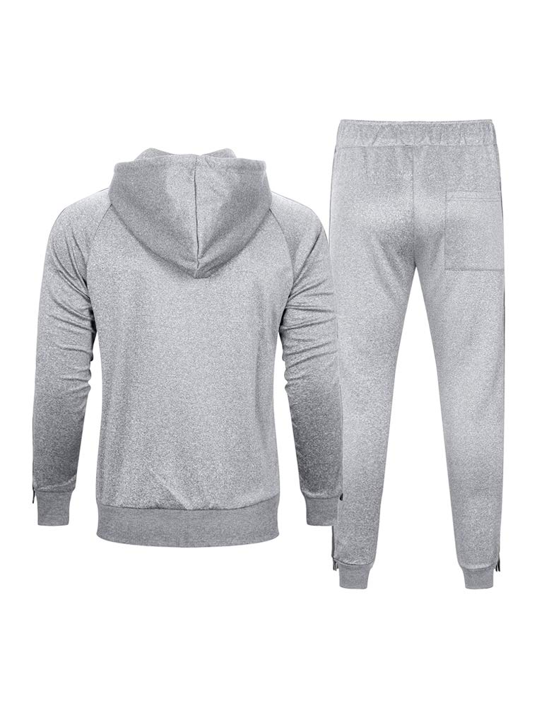 PASOK Men's Casual Tracksuit Set Long Sleeve Full-Zip Running Jogging Athletic Sweat Suits (XL, Style 2 Light Gray)
