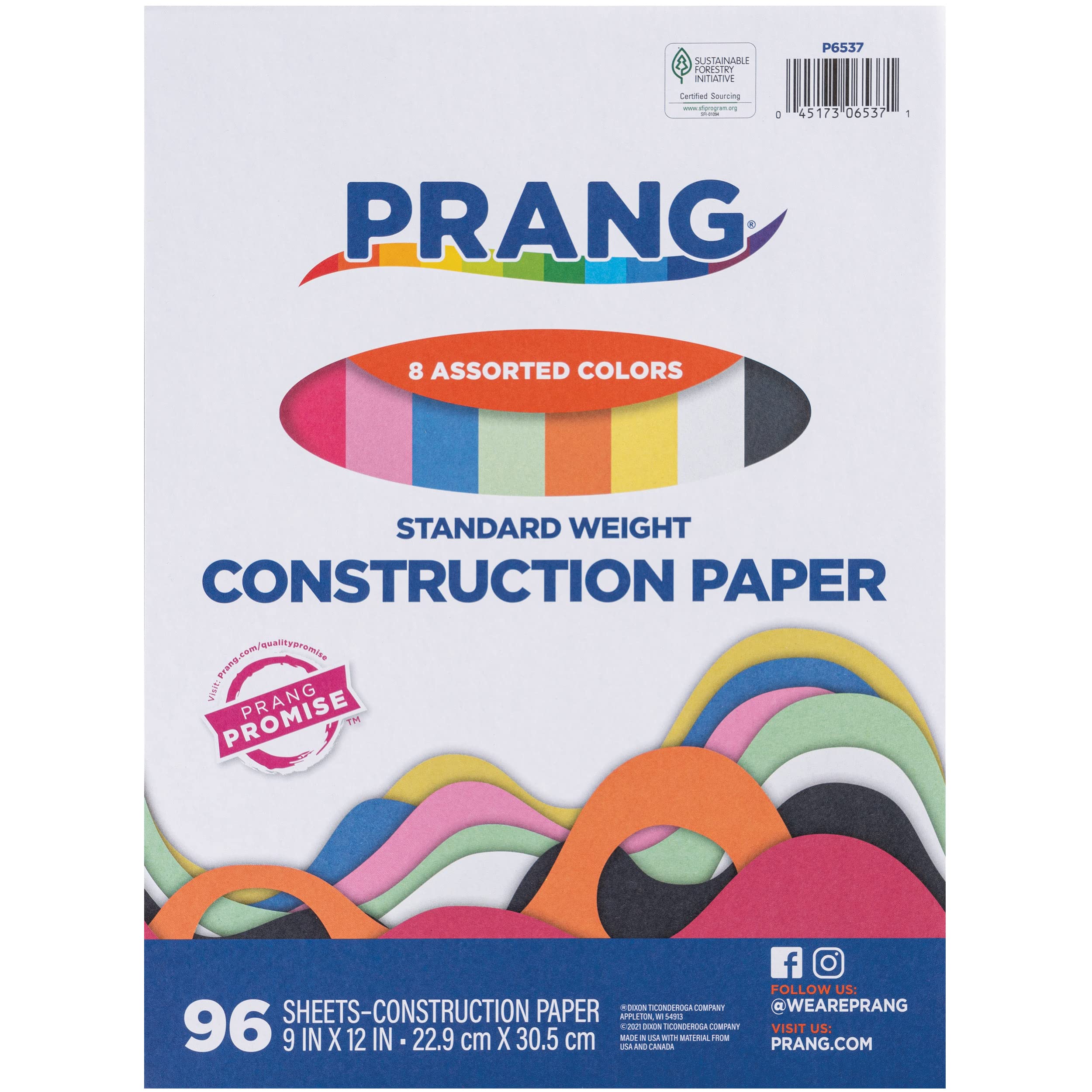 Prang (Formerly Art Street) Lightweight Construction Paper, 8 Assorted Colors, 9" x 12", 96 Sheets