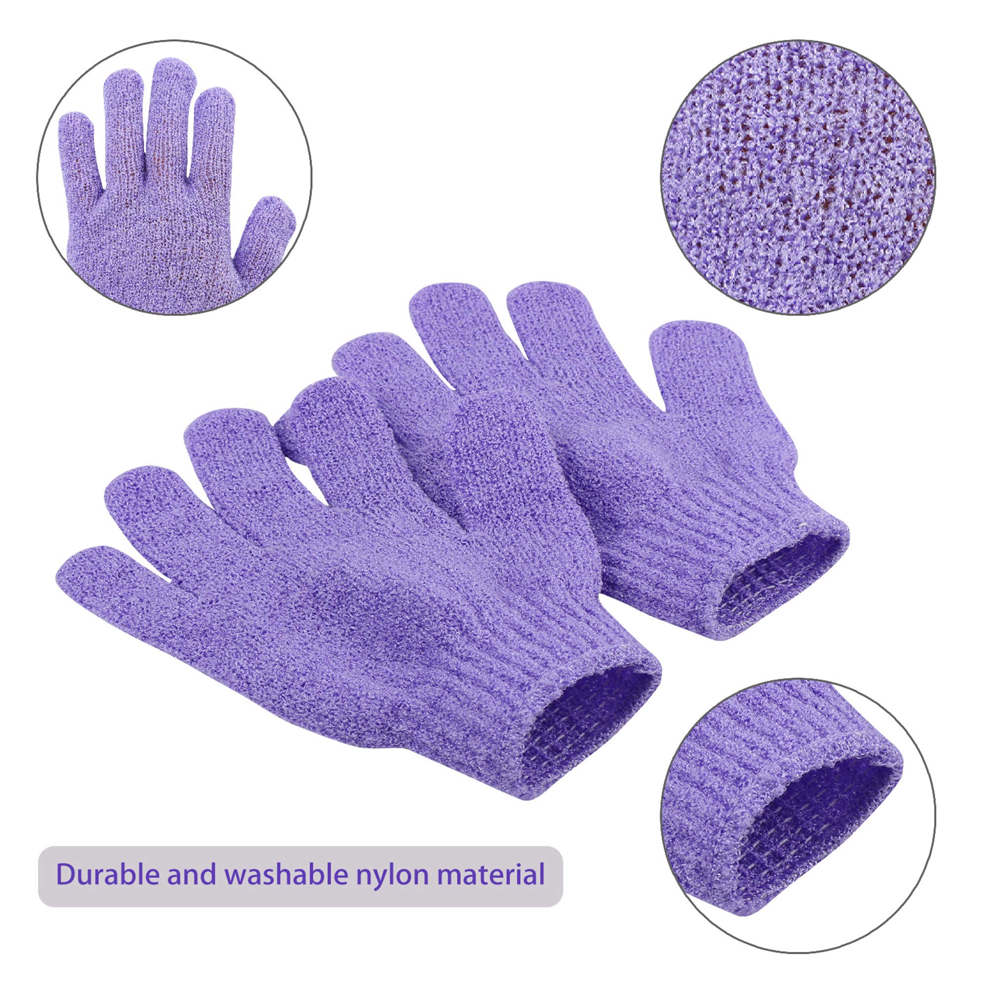 Mooerca 12 Pairs Double Sided Exfoliating Gloves Body Scrubber Scrubbing Glove Bath Mitts Scrubs for Shower, Body Spa Massage Dead Skin Cell Remover, 12 Colors