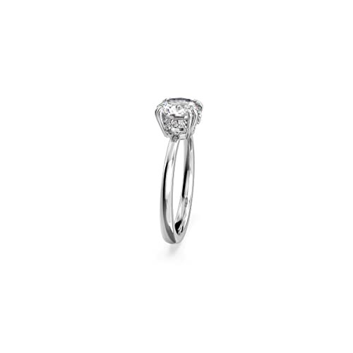 SWAROVSKI Stilla Double Prong Ring, White Crystals on a Rhodium Finish Setting, Part of the Constella Collection, EU Size 52; US Size 6