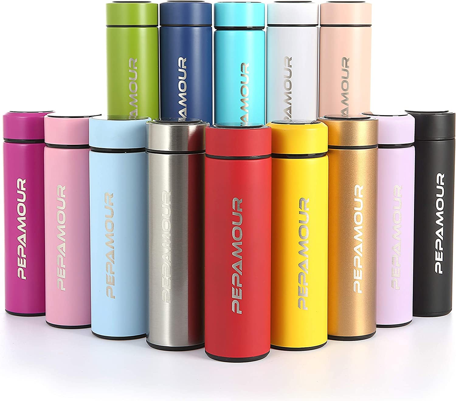 Stainless Steel Thermos, Water Bottle with Smart Temperature Display, Double Wall Insulated Coffee Thermos, BPA-Free, No Smell and Perspiration (Black)