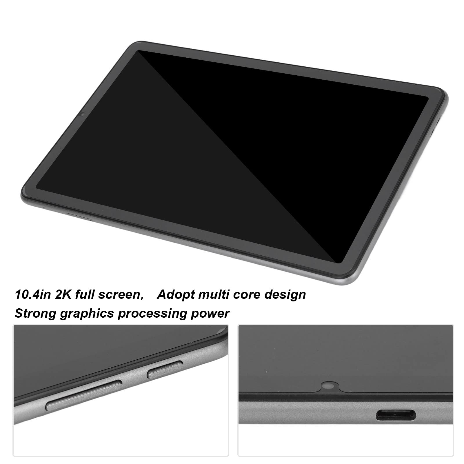 Vikye 10.4in HD Tablet, 2000x1200 Resolution HD Tablet 2K Full Screen 4GB RAM 64GB ROM Calling Tablet for Android11