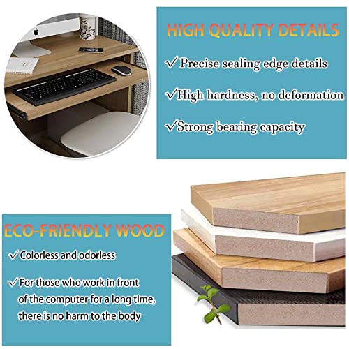 OM-PDD Computer Keyboard Stand Tilt, Under Desk Keyboard Tray Sliding Extra Wide, Keyboard Tray, Wooden, Rails Length 36cm, Long 54/60/ 70cm, Width 27cm