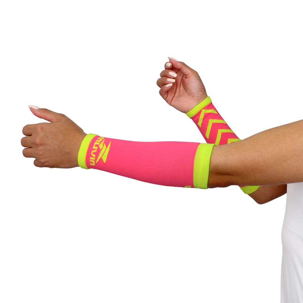 Muvin Arrow Volleyball Arm Sleeves - Compression, Forearm Protection for Ball Impact and Floor Burn - Men & Women (Black, S/M)