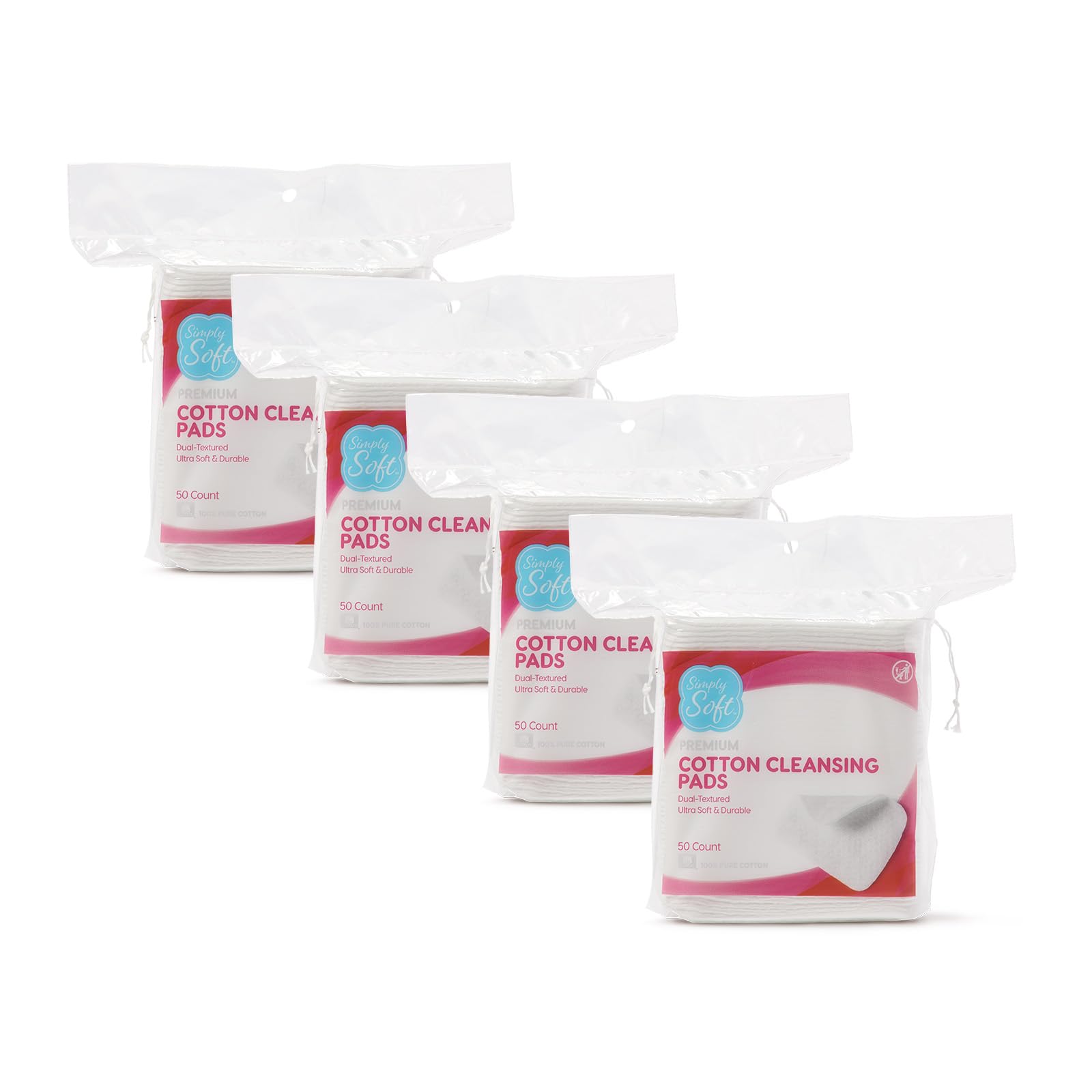 Simply Soft Premium Jumbo Cotton Cleansing Pads, 100% Pure Cotton, Large 3.5â x 4.5â Cotton Pads (200 Count)