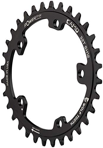 Wolf Tooth CAMO Aluminum Elliptical Chainring - 34t, CAMO Mount, Drop-Stop ST for Shimano 12 Speed HG+, Black