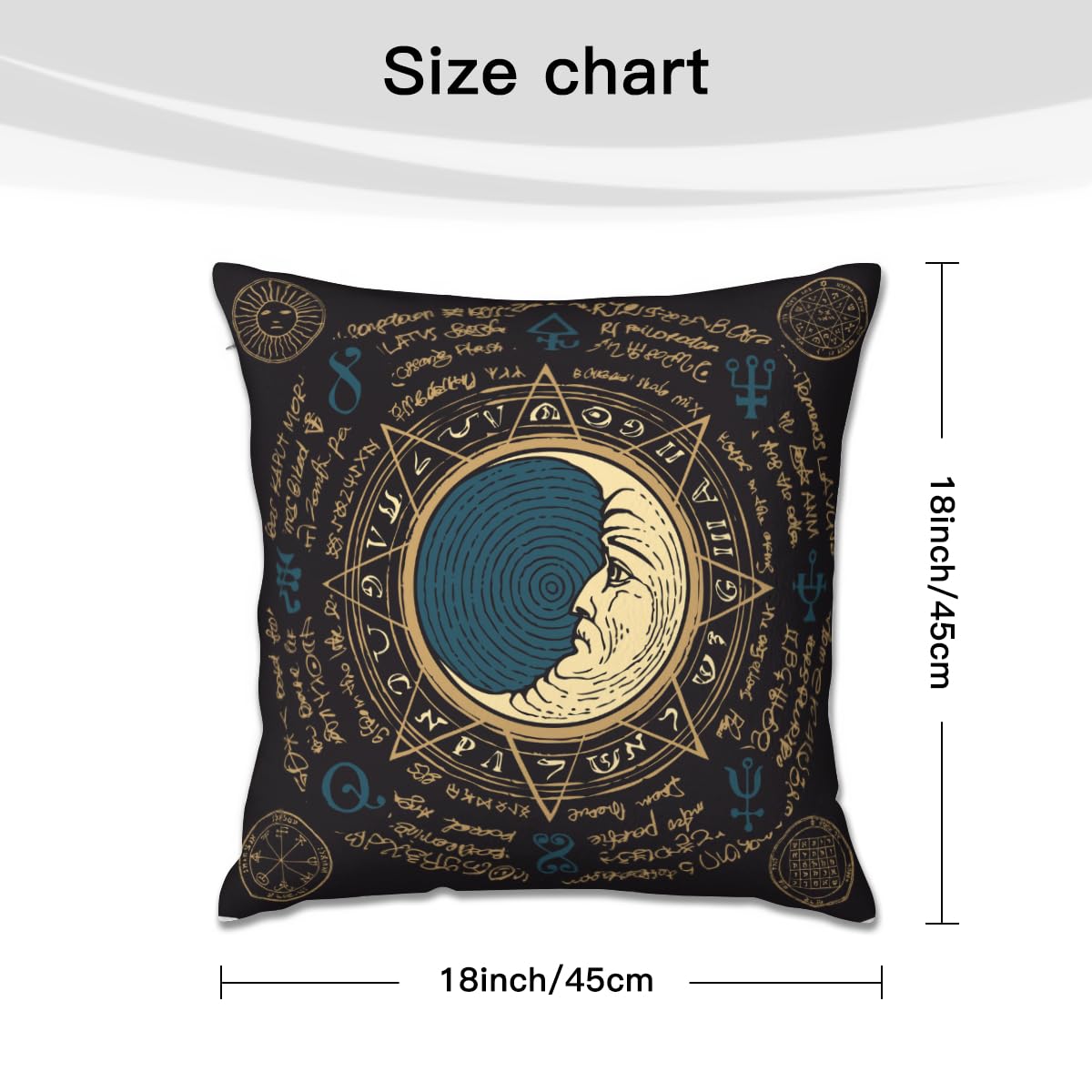 Moon Curse Religious Tarot Eight Pointed Star Sun Magic Pillow Covers Art Pillowcases Aesthetic Home Decor Bed Couch Sofa Office Living Room 18x18Inch