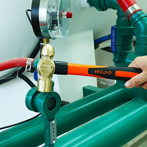 WEDO Brass Ball Peen Hammer with Fiberglass Handle,Ball Pein Hammer, 1/2lb, 280mm, 11"