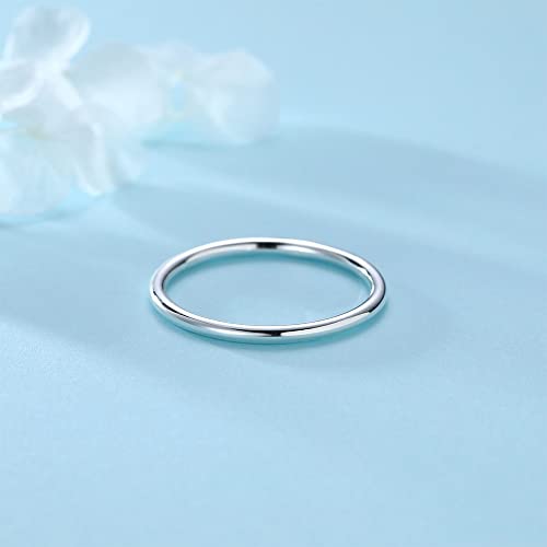 SILBERTALE Thin Pinky Ring 925 Sterling Silver 1.6MM Thin Plain Minimalist Stackable Thumb Finger Ring For Women Men Size 8