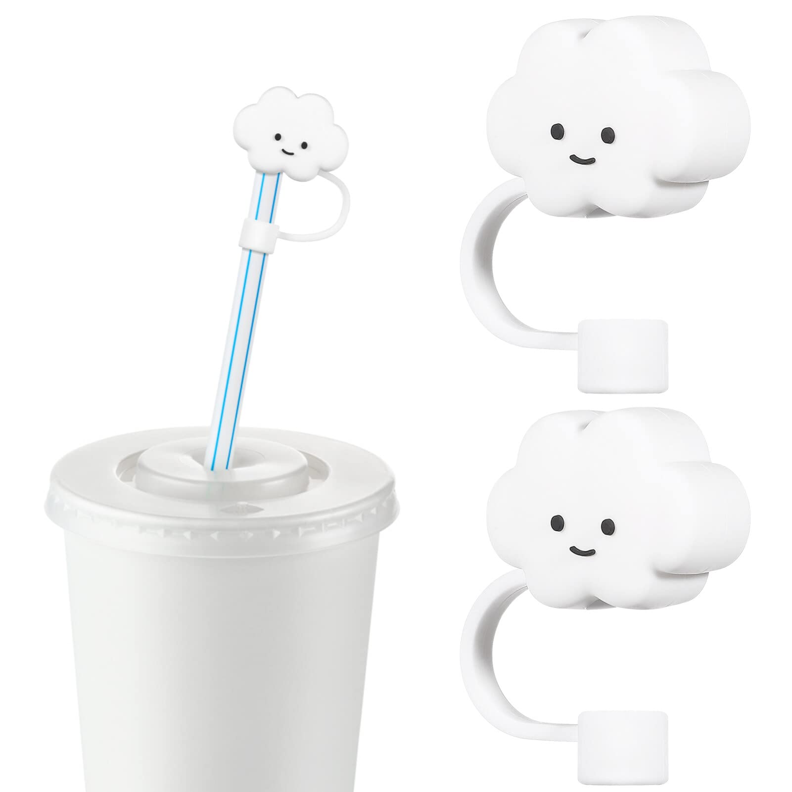VALICLUD 2Pcs Cloud Shape Straw Tips Cover Silicone Straw Plugs Reusable Plugs for Straw