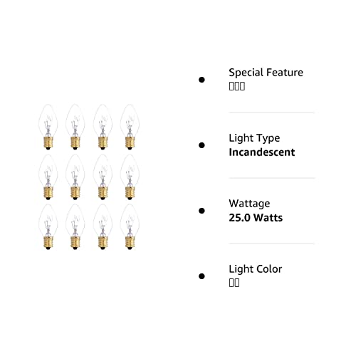 PortPlugs 12 Pack 25 Watt Bulbs for Scentsy Plug-in Nightlight Wax Warmers, Home Fragrance Wax Diffusers & Salt Lamps, 120 Volt Bulk Bulb Replacements