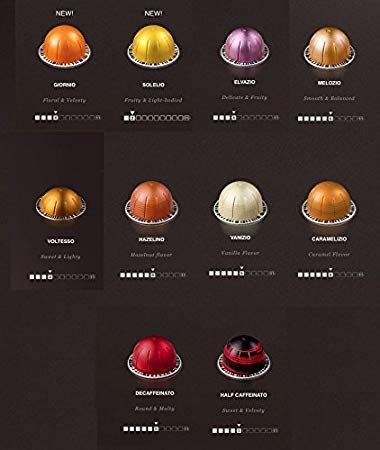 Nespresso Vertuoline - The Mild Sampler Coffee & Espresso Capsules Pods: One Capsule of Each Mild Coffee Flavor Blend for a Total of 10 Capsules - Includes Flavored and Breakfast Blends