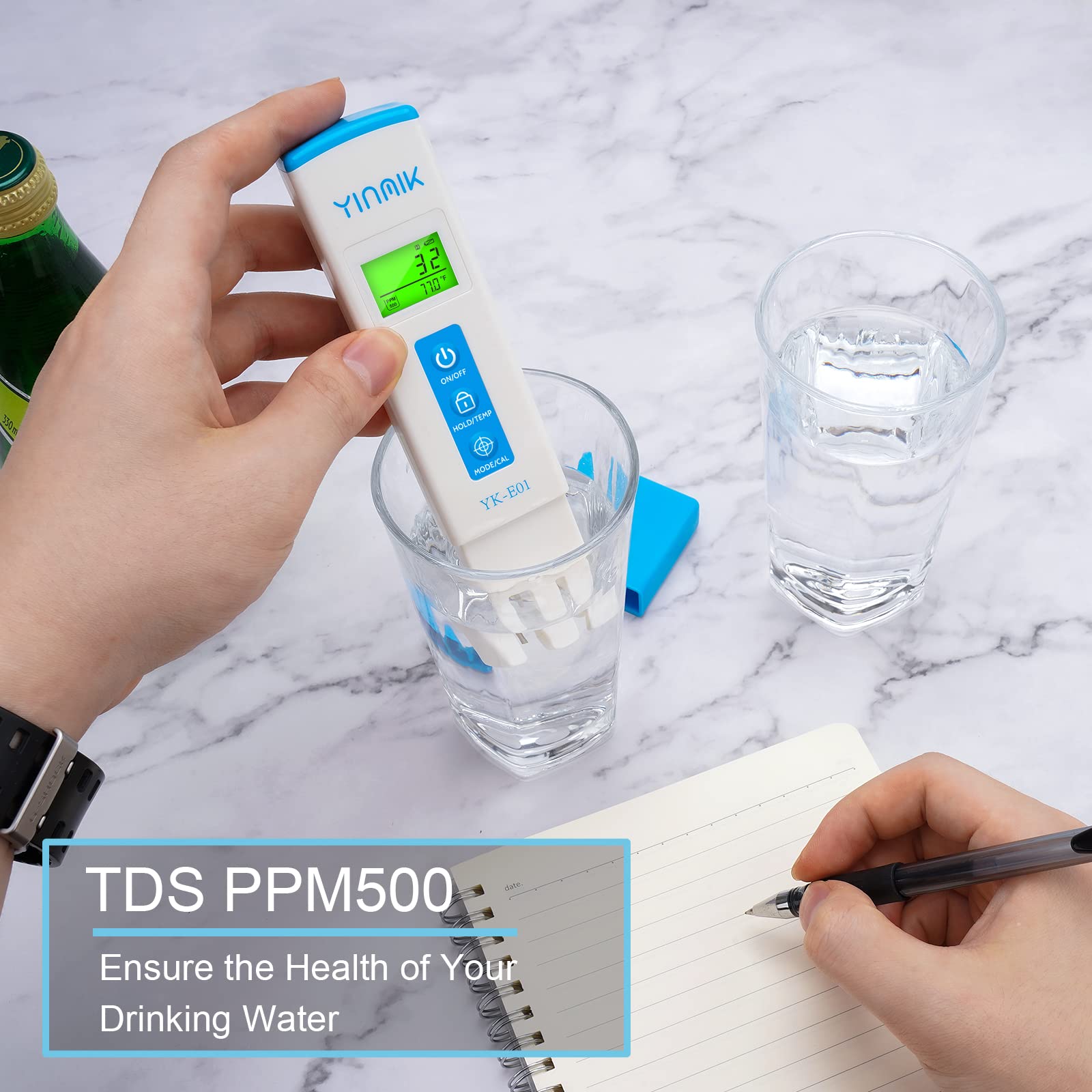 YINMIK Digital pH Meter TDS Meter pH Calibration Powder Combo