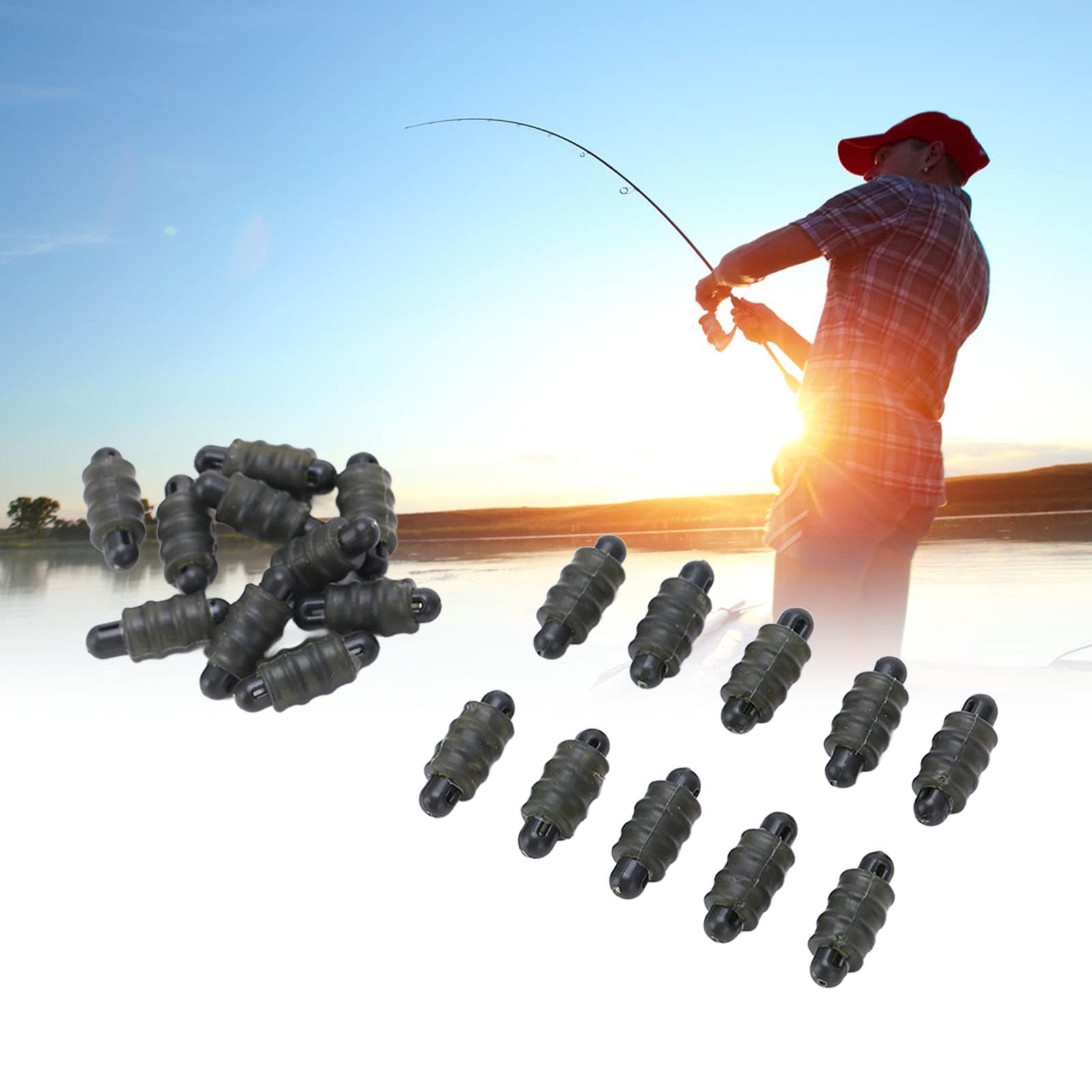 Vakitar 20Pcs Carp Fishing Method Connectors Threaded Outside Stop Beads Feeder Accessories for Fishing Bait Holder Tool