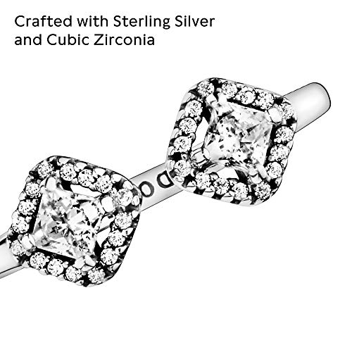 Pandora Jewelry Square Sparkle Cubic Zirconia Ring in Sterling Silver, Size 7.5