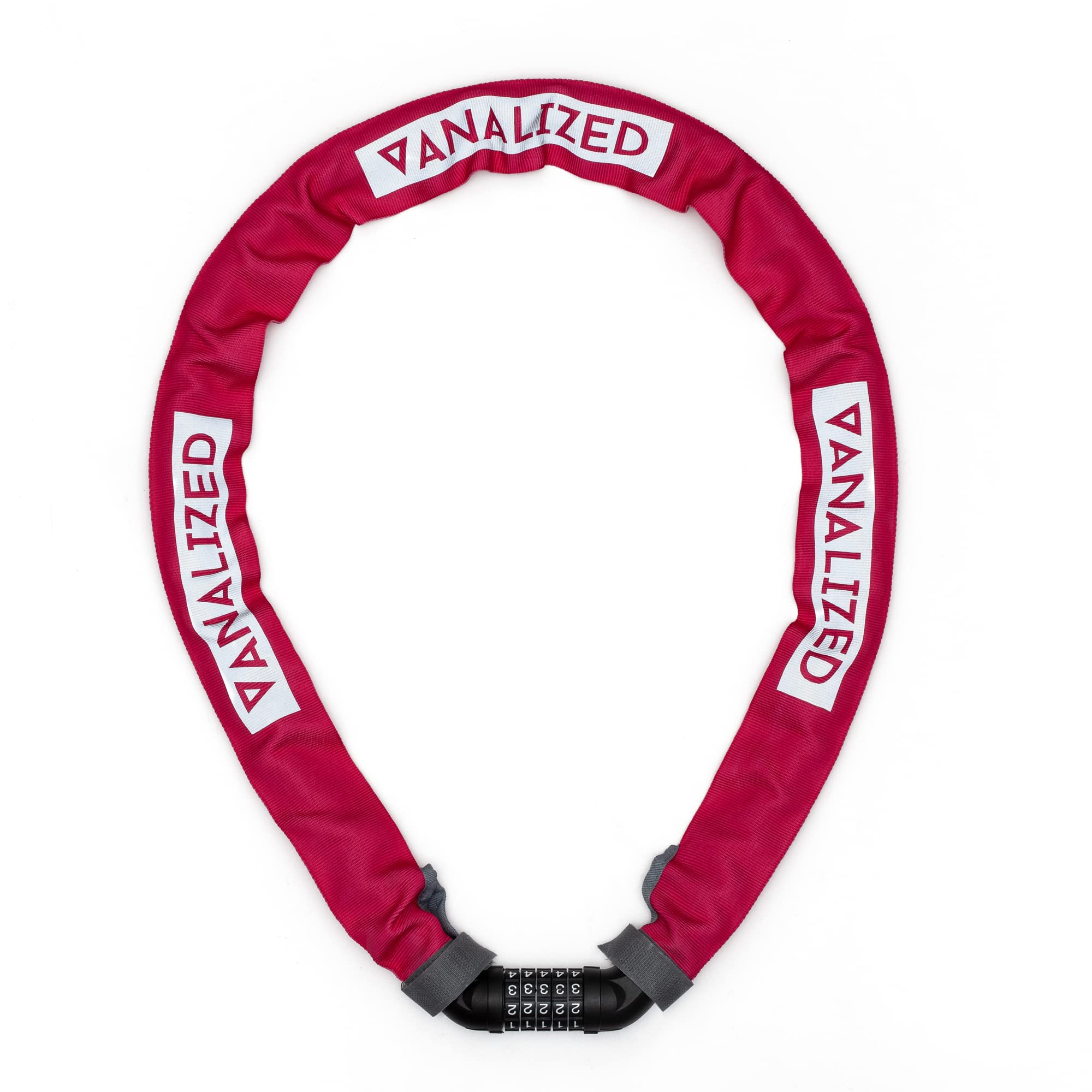 VANALIZED Bike Chain Lock, Bicycle Joint Lock Chain with Reflective Strips, 5-Digit Combination, Resettable Combination Anti-Theft Bike Locks, 3.9FT Long (Pink)
