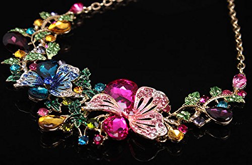 Orikycely Sunvy Noble Diamond Crystal Flower Chain Choker Collar Necklace Earrings Set