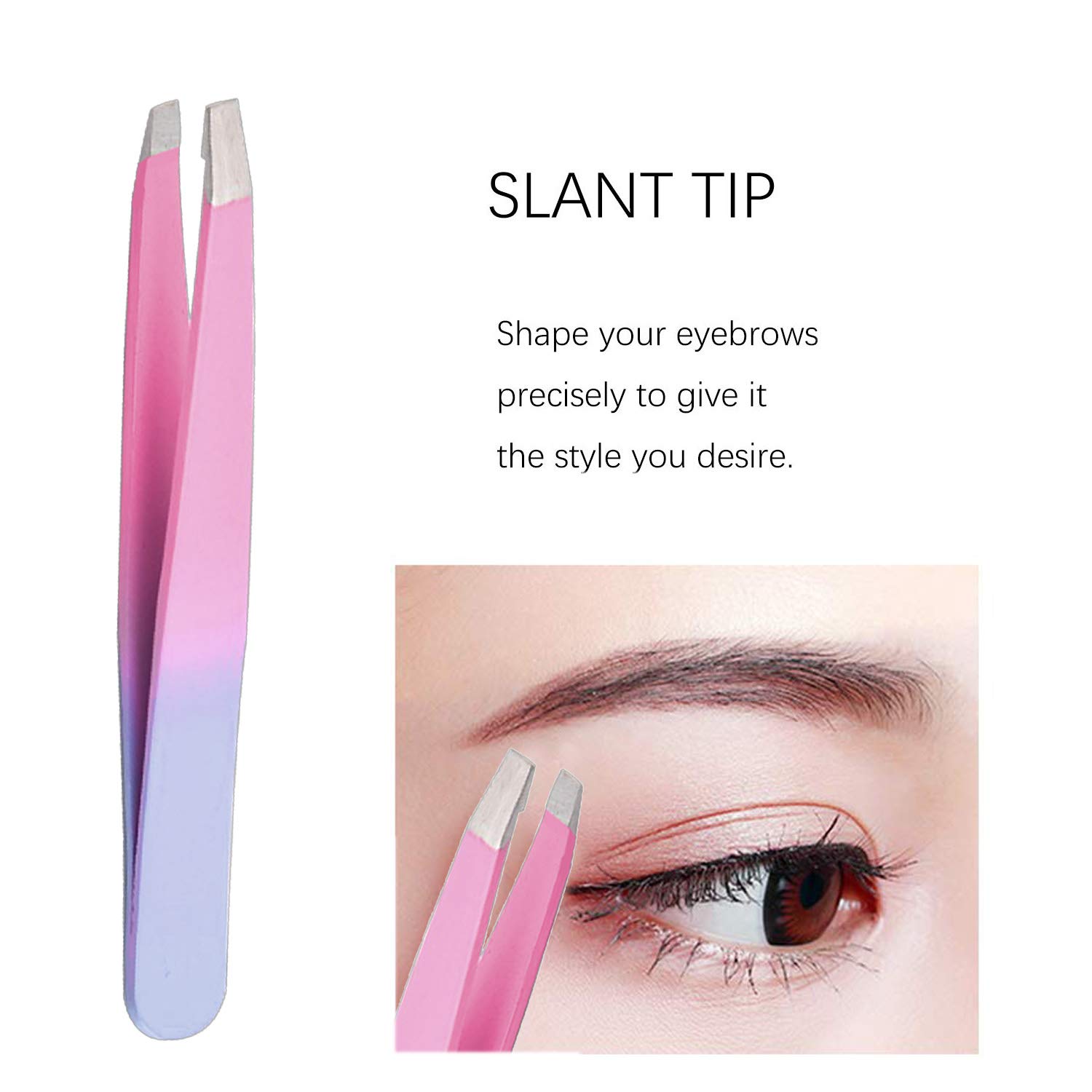 Precision Tweezers for Women - Professional Stainless Steel Tweezer Straight Pointed, Best Slant Tip Tweezers for Eyebrows and Splinter Removal.(2 Pack)