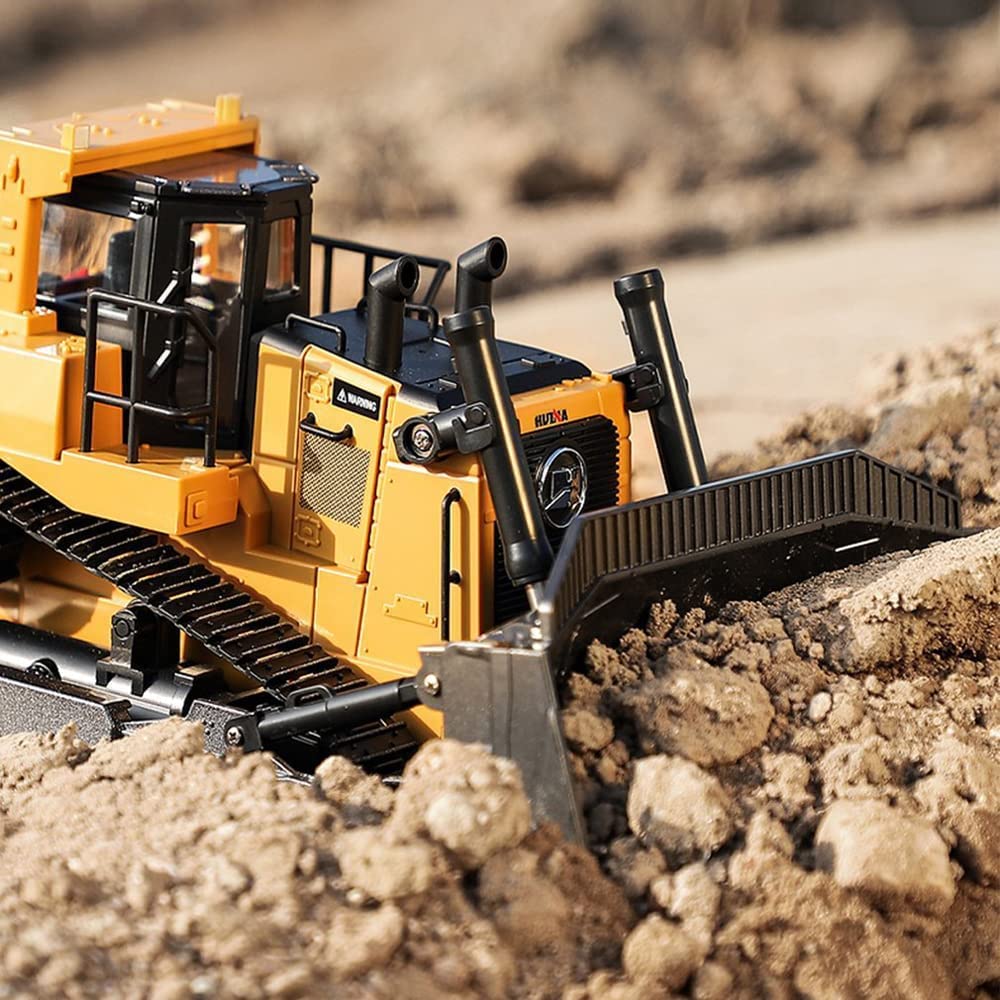 ZRYYWAN RC Bulldozer Toy 1/16 Scale 9CH RC Front Loader Tractor, Full Functional 2.4Ghz Remote Control Bulldozer RC Construction Vehicles Truck Toys Gift with Light and Sound for Kids Adults