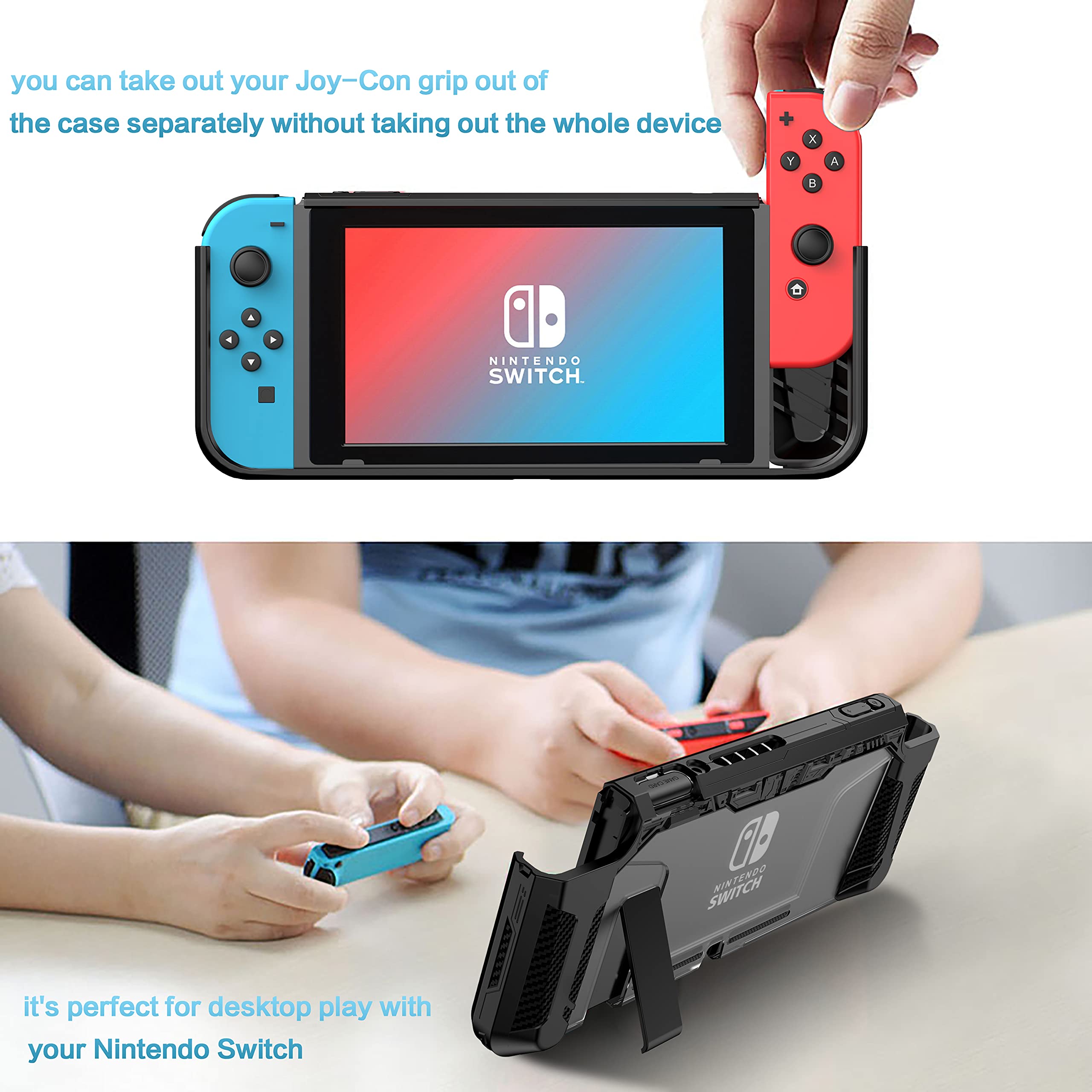 PiMivco Dockable Case for Nintendo Switch 2017,Protective Case Compatible for Nintendo Switch and Joy-Con Controller ,TPU Grip Cover with Shock-Absorption and Anti-Scratch Design(Black)…