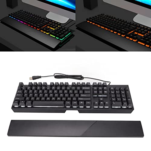 Zyyini Gaming Keyboard, GK60 104 Keys RGB Mechanical Feel Keyboard with Wrist Rest, Good Resilience Keycap, USB Waterproof Keyboard for PC Computer Gaming Office(GK60 Keyway Black)