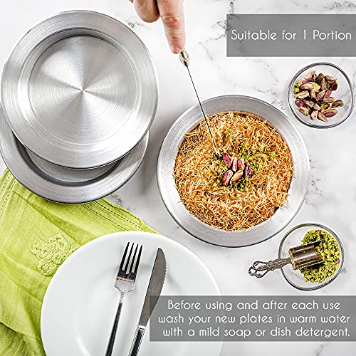 Volarium Kunefe Plate Medium, Cooking and Serving Plates for Kunafa, Kataifi, Knafeh and Shredded Phyllo Dough, Set of 3, Aluminum, Silver (Small-3PCs)