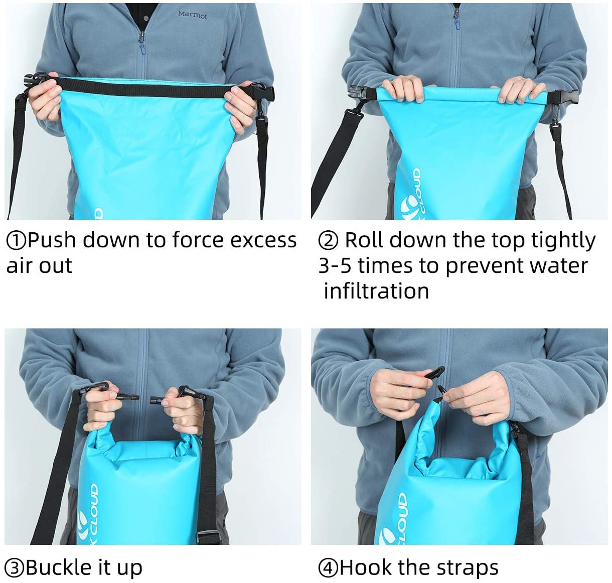 ROCK CLOUD Dry Bag Waterproof 40L Dry Sack for Kayaking Rafting Boating Beach Surfing Swimming Canoe Camping Hiking Fishing Ski, Yellow