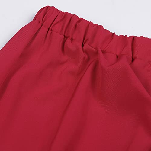 Tenworld Trendy Elastic Swing with Pockets Women's Boho Summer A Line Tiered Beach Pleated Flowy Dress Long Waist Skirt