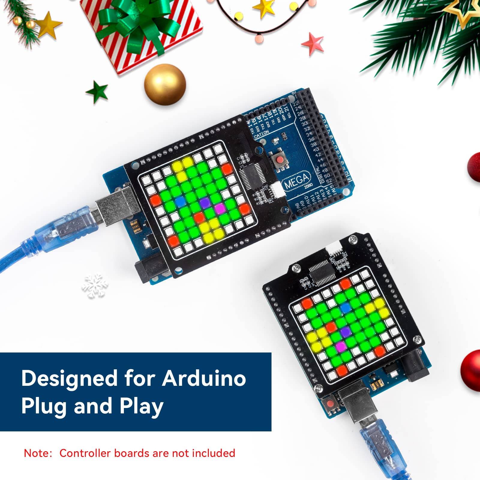 SunFounder RGB 8x8 64 LED Matrix Panel Compatible with Arduino Individually Addressable I2C Control 24 bit Color Programmable Led Matrix Shield
