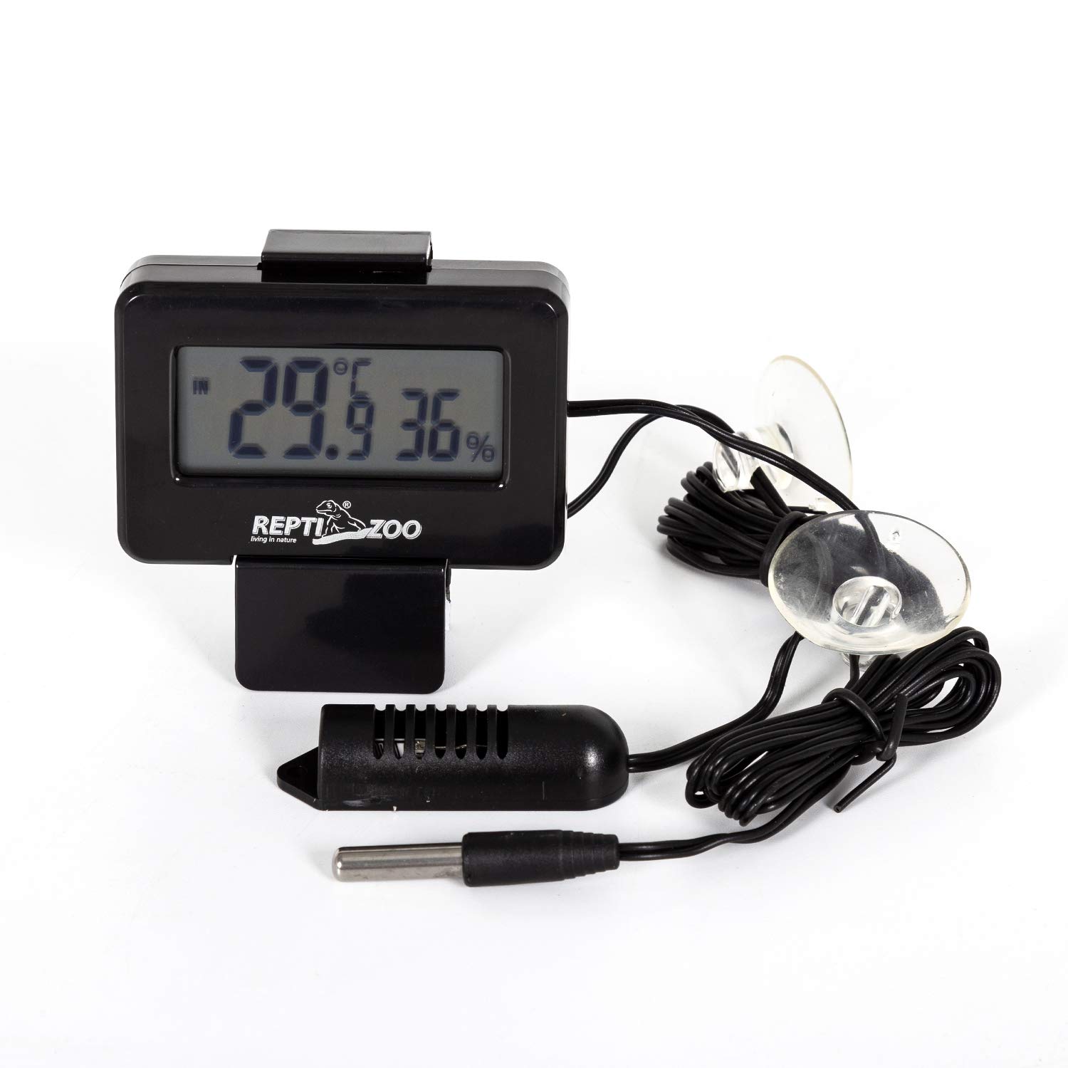 REPTI ZOO Reptile Terrariums Digital Max Min Thermometer Hygrometer with Probes Fit for Reptile Tanks Vivariums Brooders and Incubators, Multiple Mounting Options
