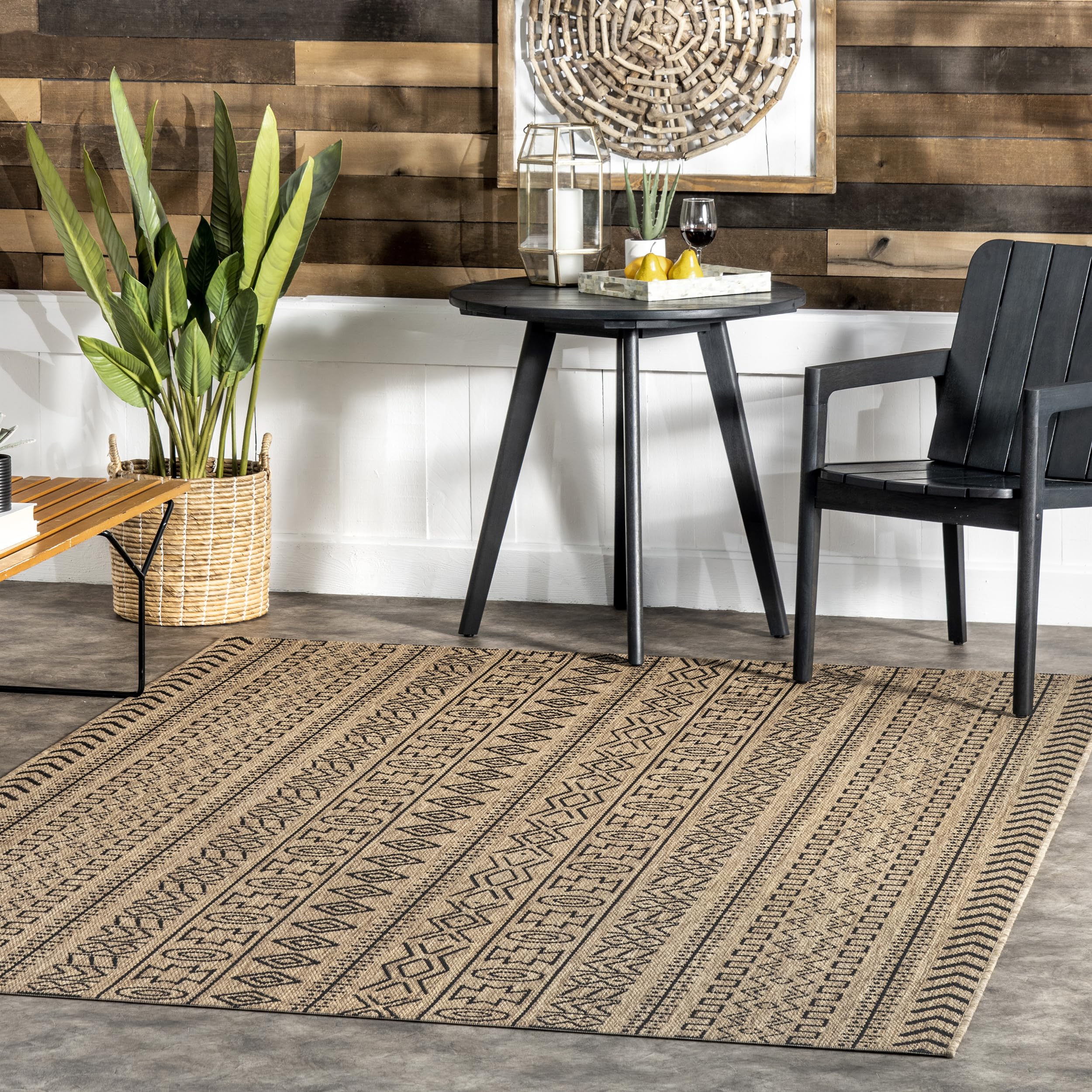 nuLOOM Outdoor Jamie Area Rug, 6x9, Brown