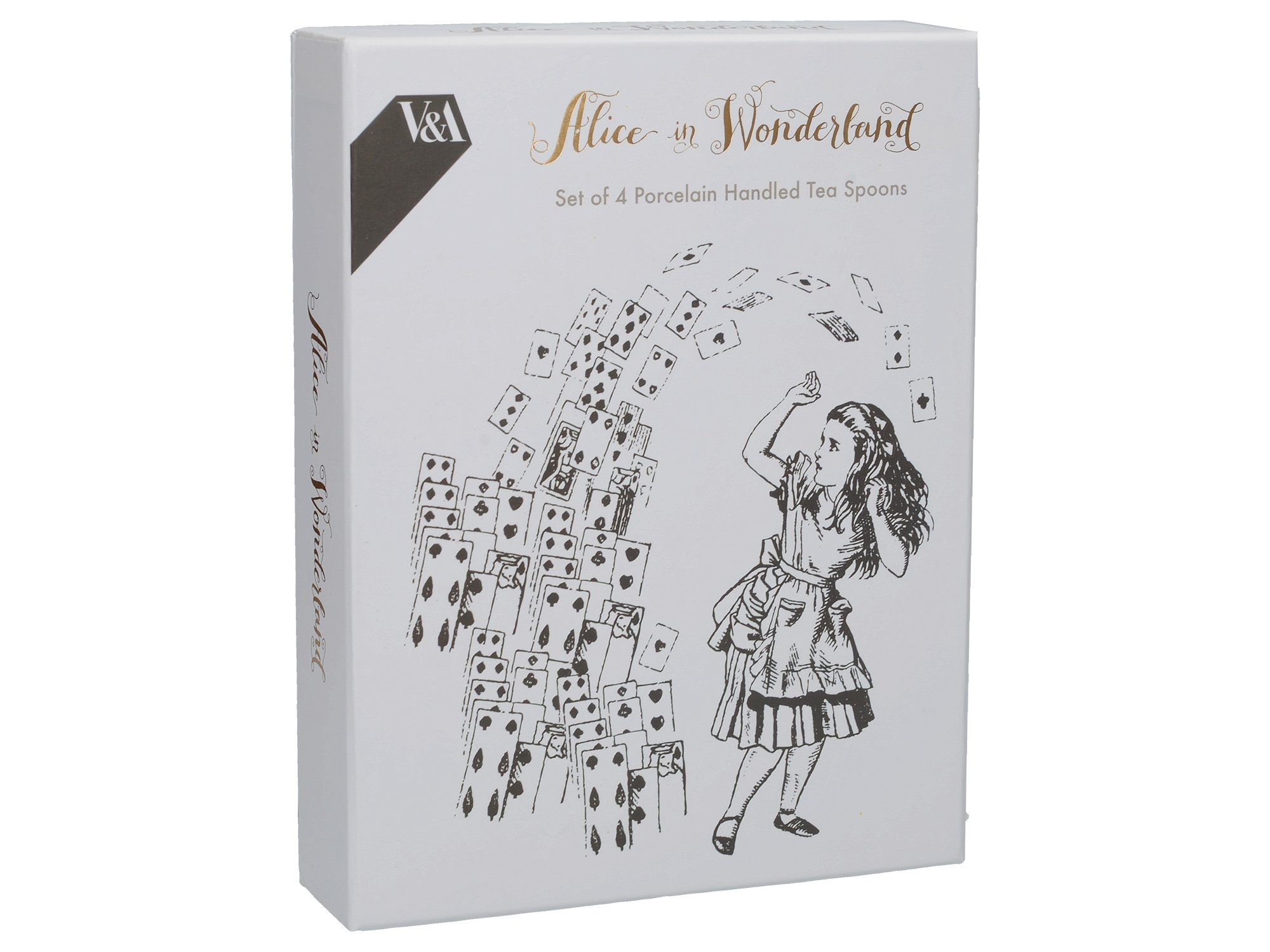 V&A Alice in Wonderland Stainless Steel Teaspoons with Decorative Porcelain Handles, 15.5 cm (6") - White
