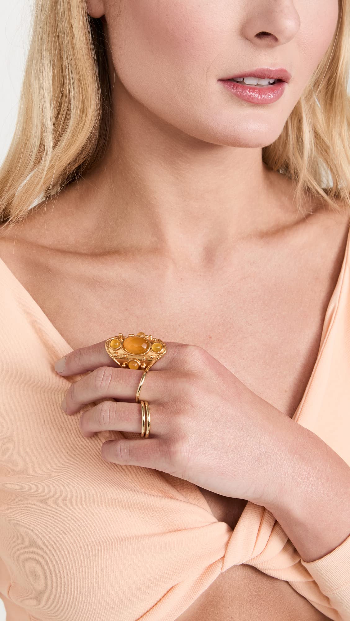 Sylvia Toledano Women's Bague Ring Little Byzance Faceted, Yellow Onyx, One Size