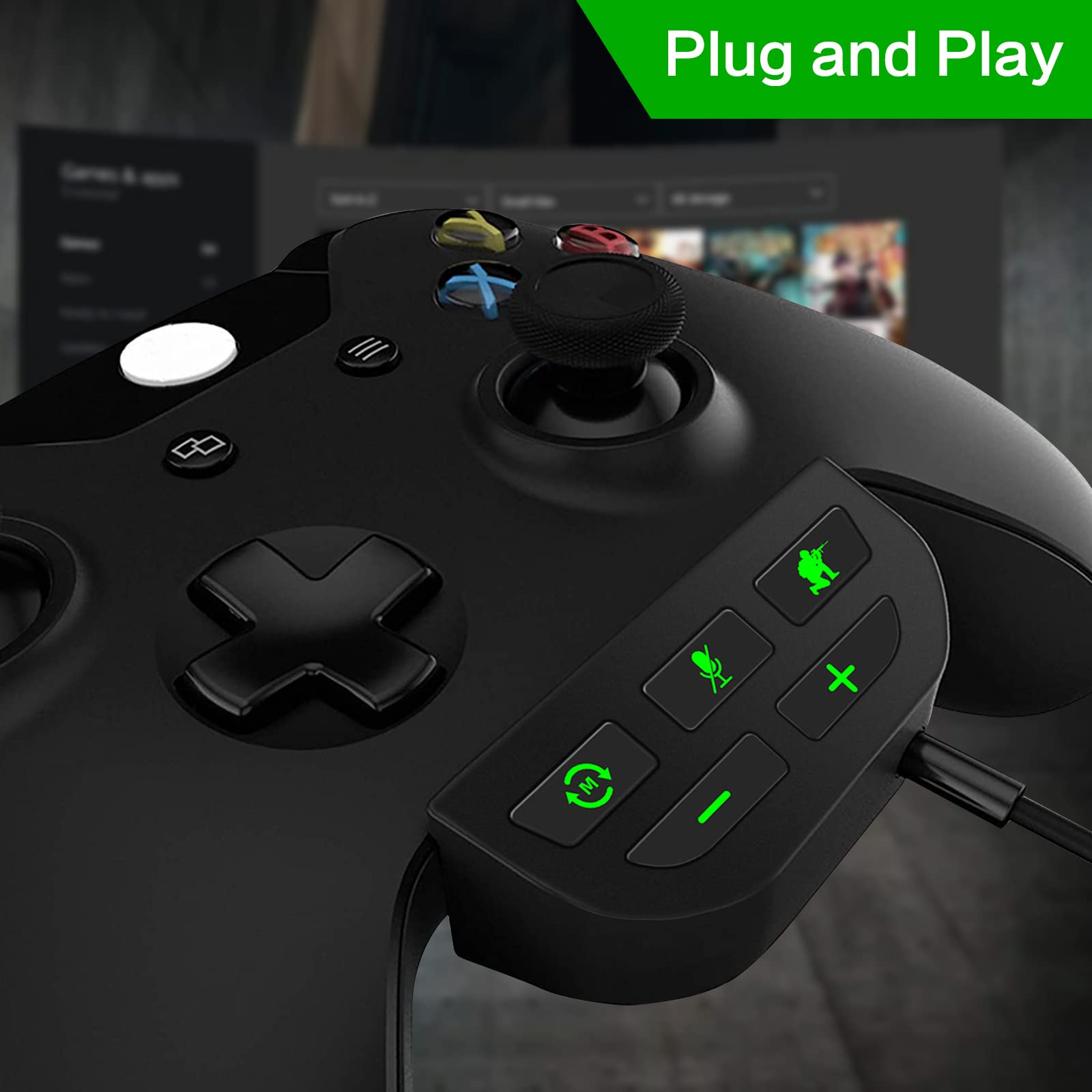 Stereo Headset Adapter for Xbox One, Xbox Series X/S Controller, Sound Enhancer Audio Mic Adapter for Xbox Controller, Headphone Converter with Volume Control and Scout Mode