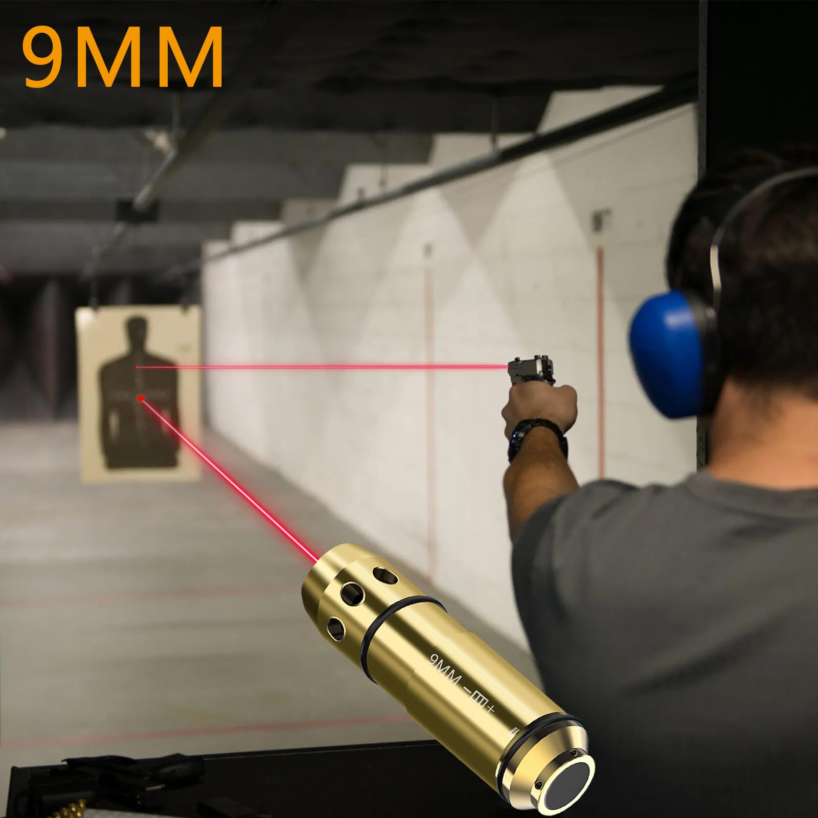 Nihowban Laser Training Cartridge 9mm Caliber with Chamber Extractor Tool for Dry Fire Training Practice, Including Extra Built in Rubber Snap Cap with 3 Sets of Batteries