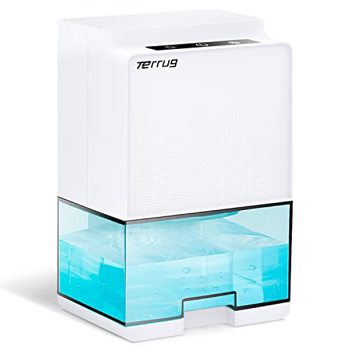 Terrug 320 Sq. Ft Dehumidifier 1000ml 35oz Portable Ultra-Quiet Effective Dehumidifiers with Auto-Off, Colorful Night Lights and Defrost Function for Room (up to 320 Sq. Ft), Closet, Bedroom, Cabinet and Bathroom
